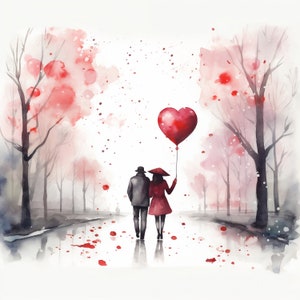 Valentine Clipart 10 JPG Valentine's Day Romantic Watercolor Digital ...