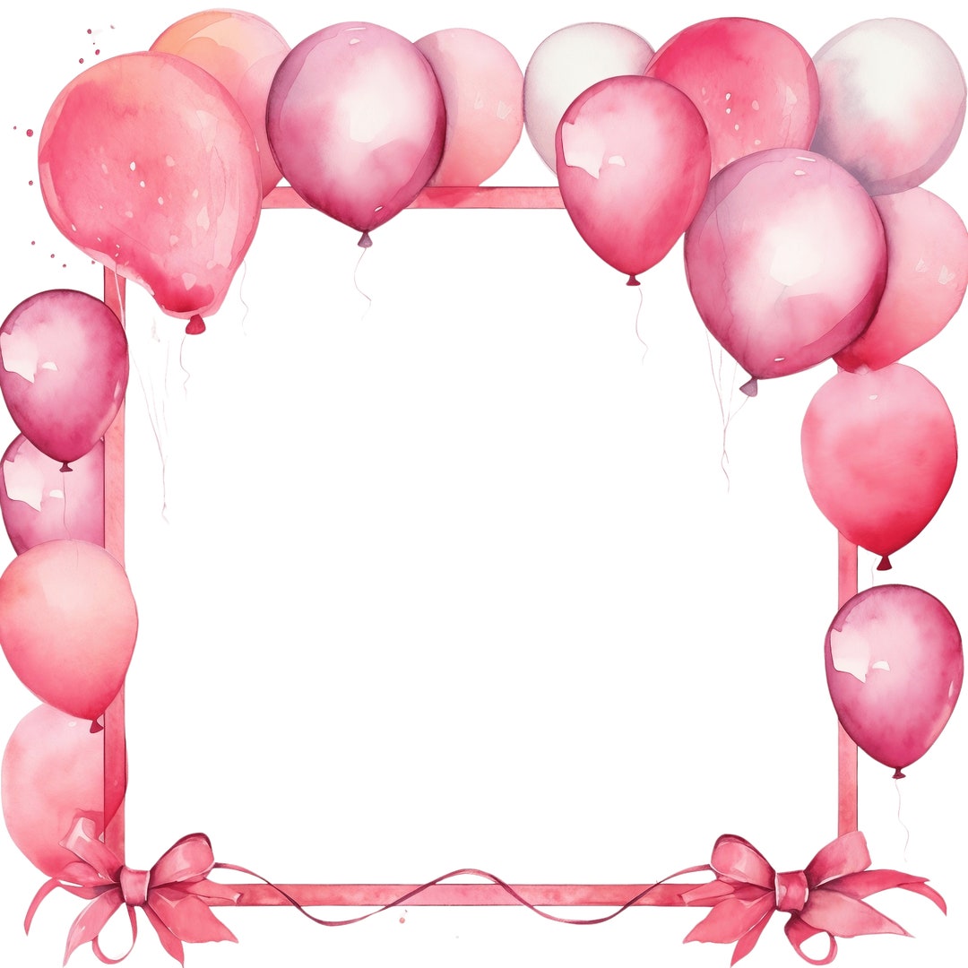Watercolor Birthday Party Borders and Frames 10 JPG Clipart Bundle ...