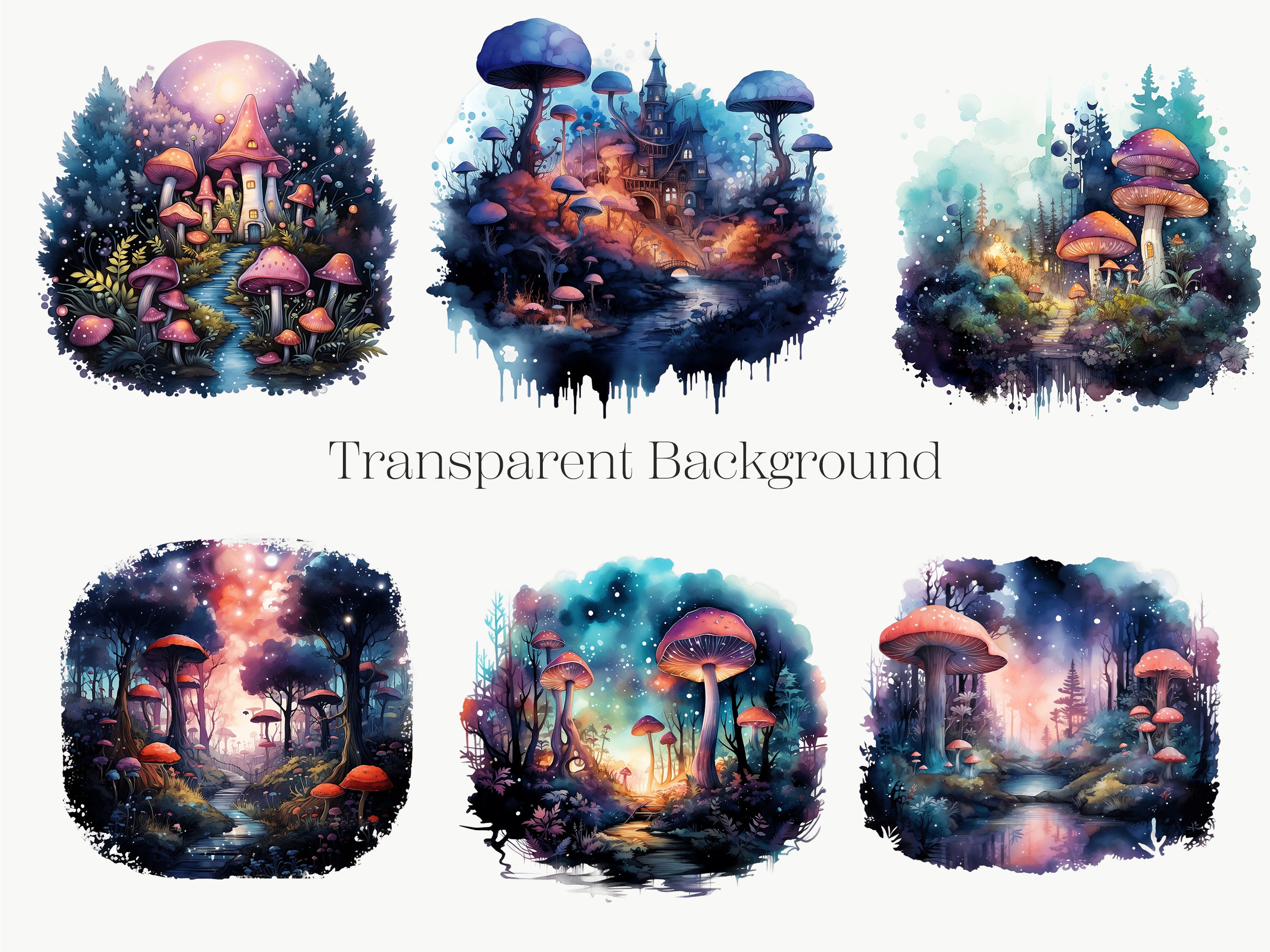 Magical Night Forest 10 High Quality Transparent PNG - Etsy