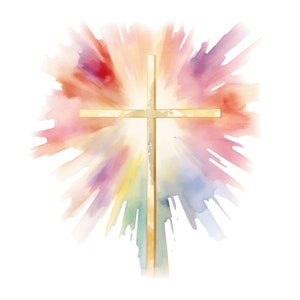Watercolor Light Ray Cross 10 JPG Cross Clipart Heaven Watercolor Clip ...