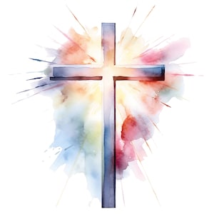 Watercolor Light Ray Cross 10 JPG Cross Clipart Heaven Watercolor Clip ...
