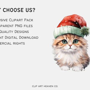 Christmas Cat Clipart | Christmas Clipart, Watercolor Christmas Cat PNG ...