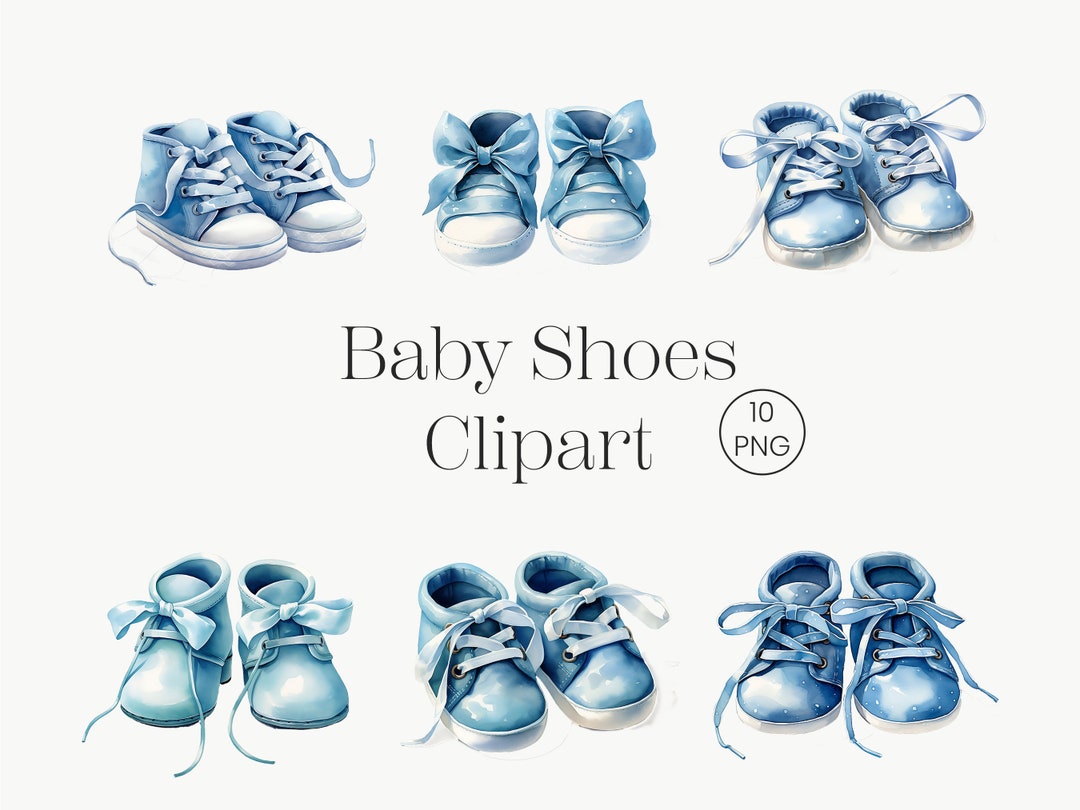 Watercolor Baby Boy Shoe Clipart | 10 PNG | Newborn Nursery PNG Baby ...