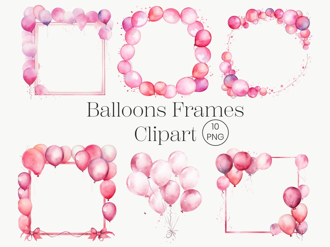 Watercolor Birthday Party Borders and Frames 10 PNG Clipart Bundle ...