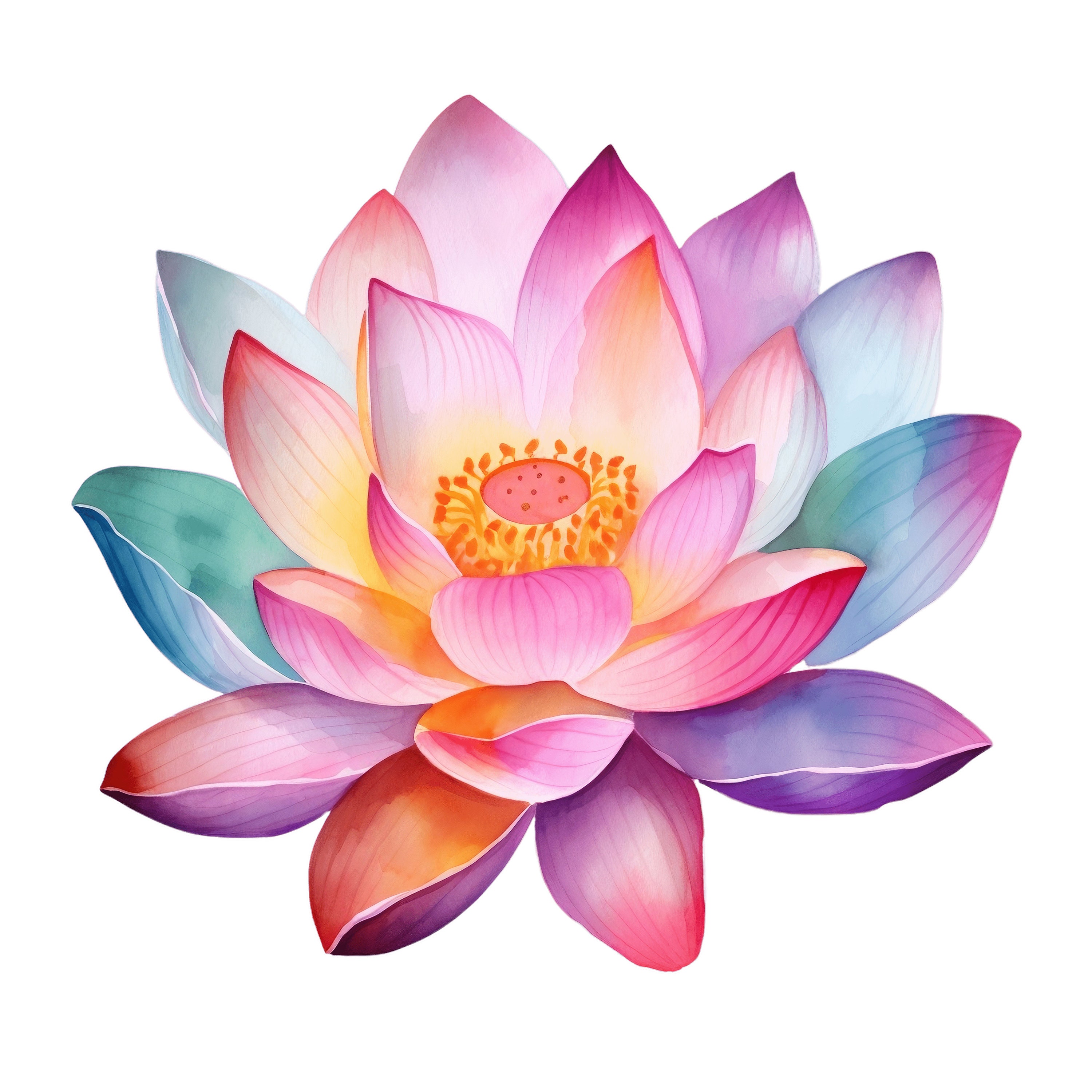 Watercolor Lotus Flower Clipart: Floral Art, Scrapbook Bundle (digital ...