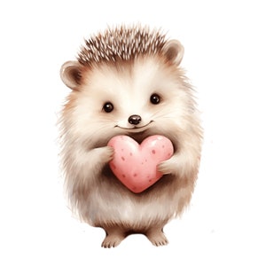 Cute Animal Valentines Clipart | 10 JPG | Cute Hedgehog Clip Art ...