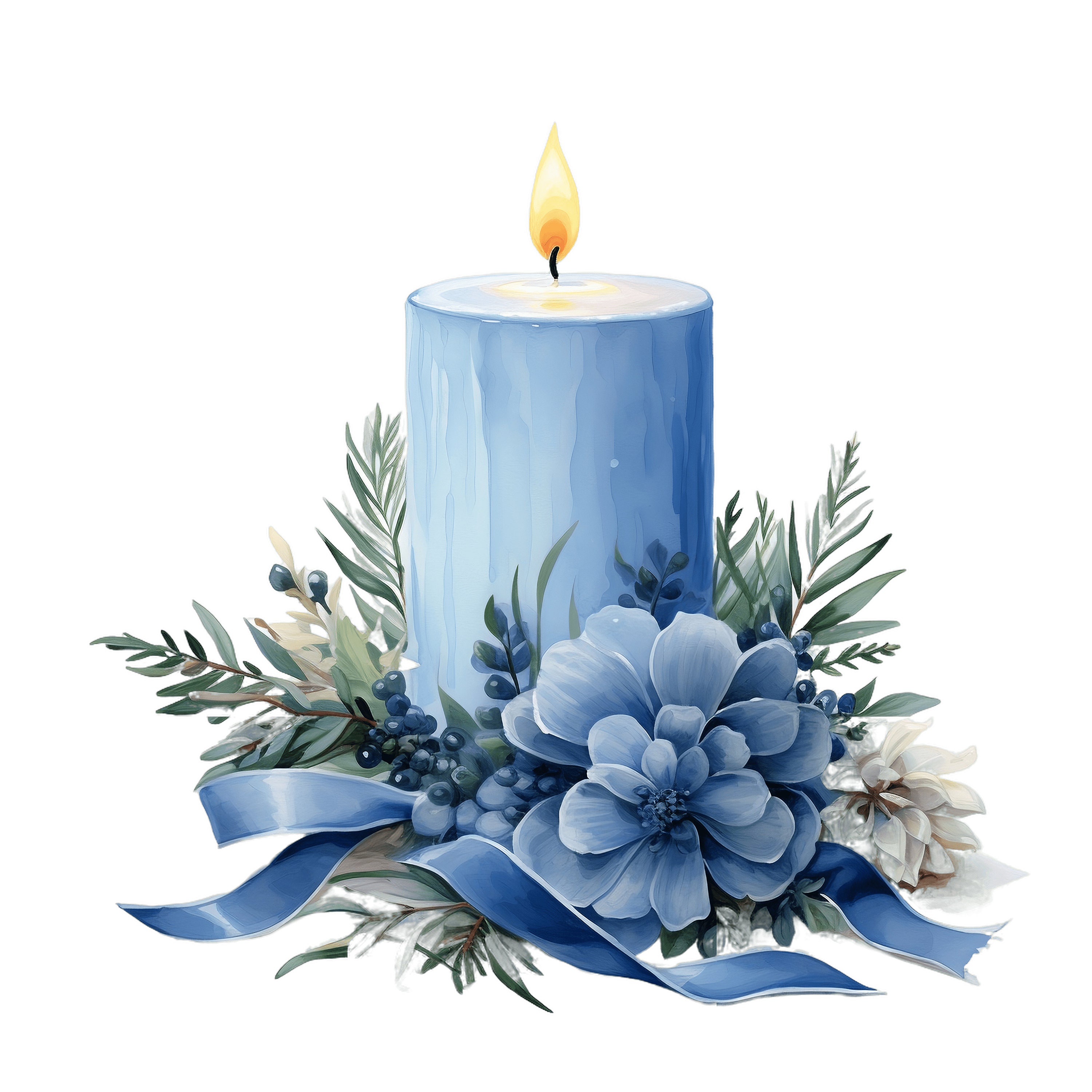 Christmas Candle Clipart, 10 JPG Blue Candle Clipart, Merry Christmas ...