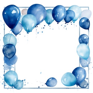 Watercolor Birthday Party Borders and Frames 10 JPG Clipart Bundle ...