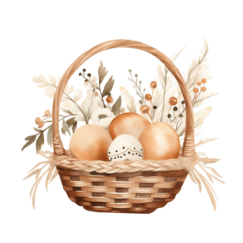 Boho Easter Bunny Clipart: Watercolor Floral JPG (digital Download) - Etsy