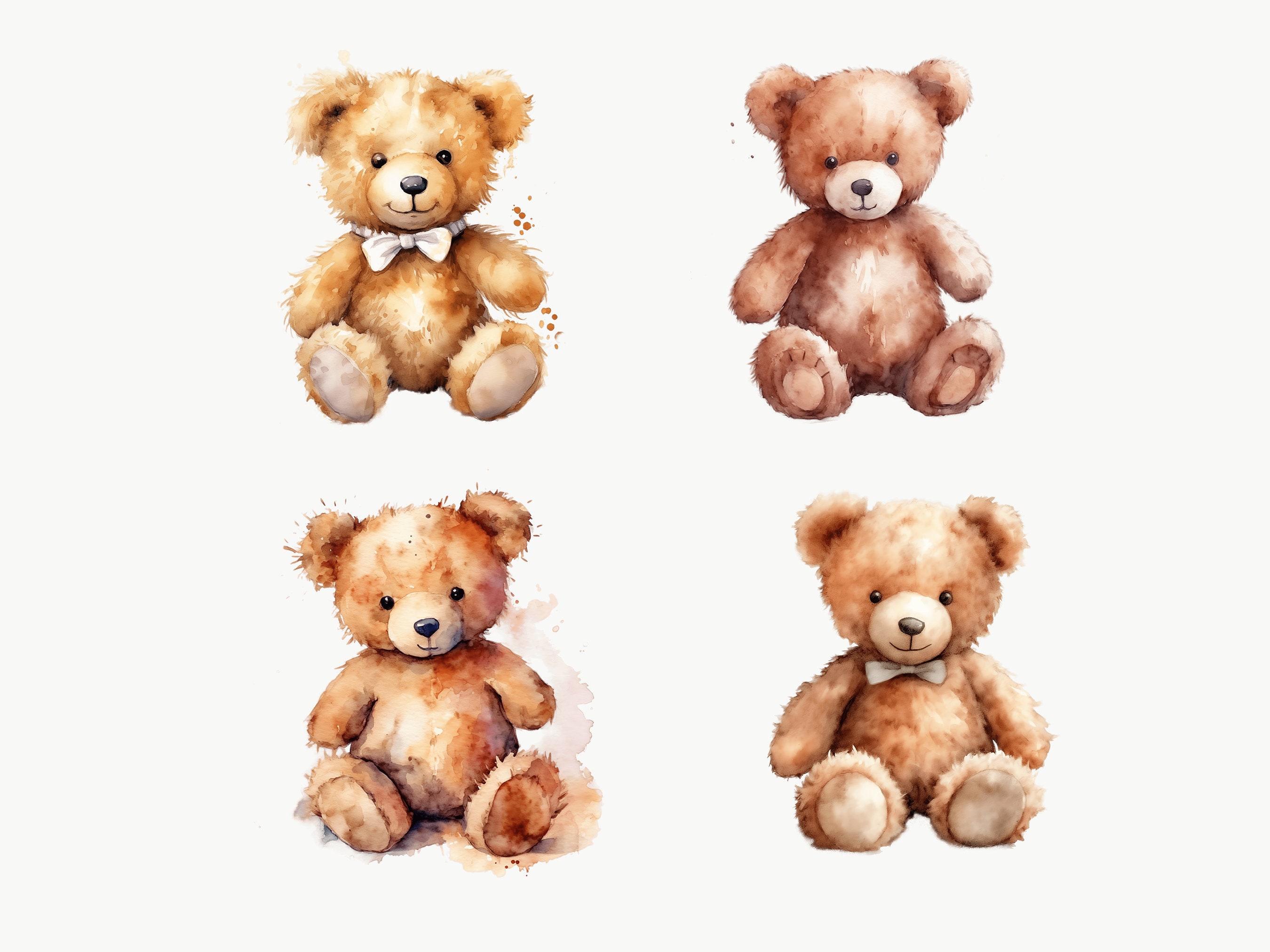 Teddy Bear Clipart Collection 10 Transparent Pngs Cute - Etsy