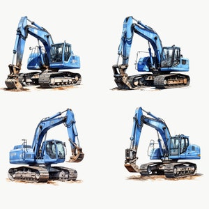 Blue Excavator Watercolor | 10 High Quality Transparent PNG ...