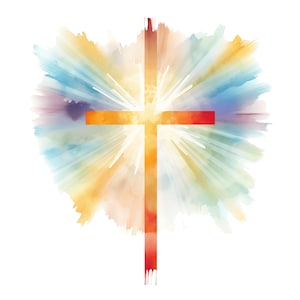 Watercolor Light Ray Cross 10 JPG Cross Clipart Heaven Watercolor Clip ...