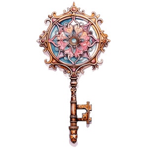 Steampunk Key Clipart | 10 High Quality JPG | Steampunk Art, Watercolor ...