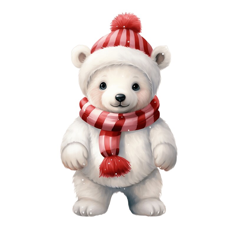 Christmas Polar Bear Winter 10 JPG Cute Polar Bear Clipart - Etsy