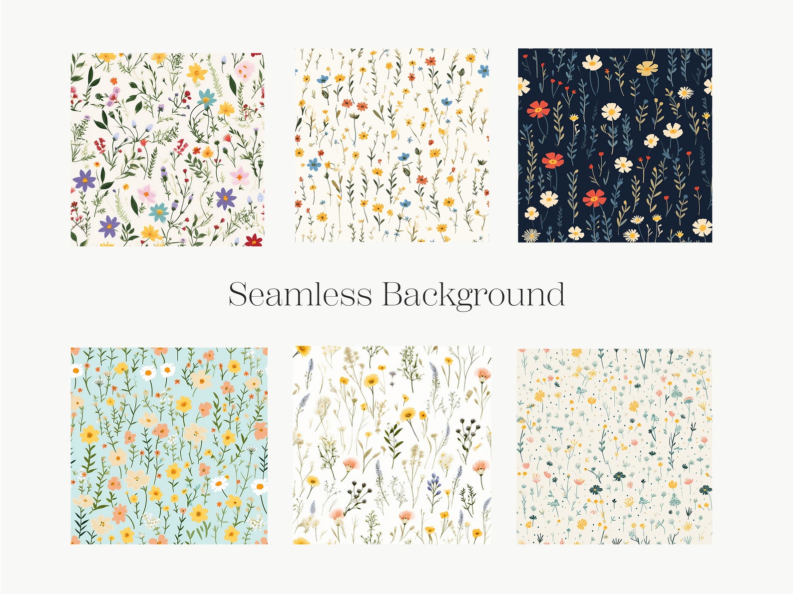Wildflower Seamless Background 10 JPG Boho Wildflower Seamless Pattern ...