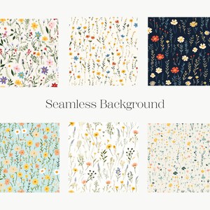 Wildflower Seamless Background | 10 JPG | Boho Wildflower Seamless Pattern Pack Watercolor ...