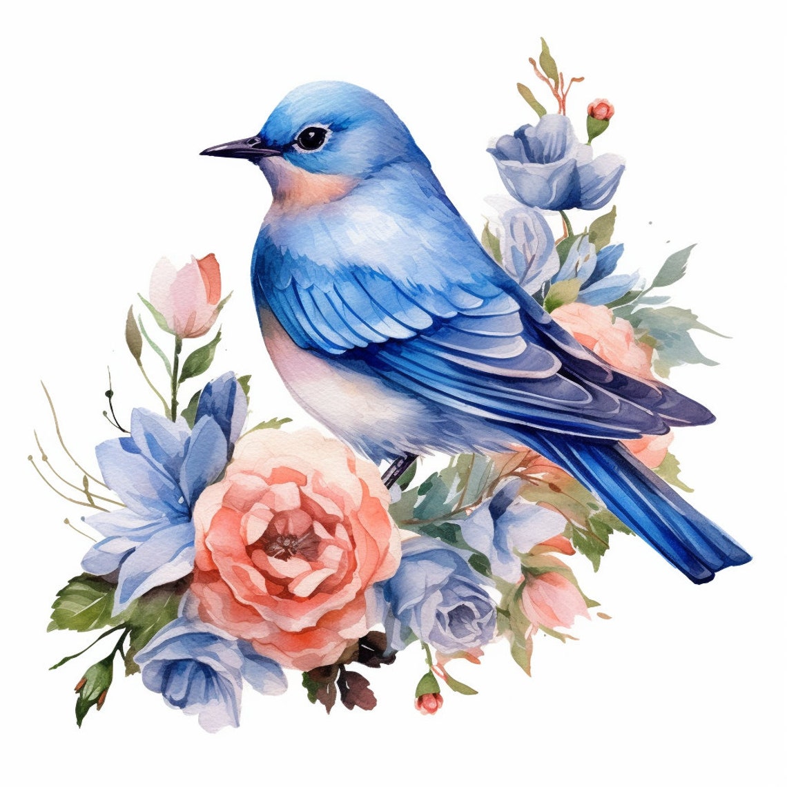 Blue Bird Watercolor Clipart 10 High Quality PNG Card - Etsy