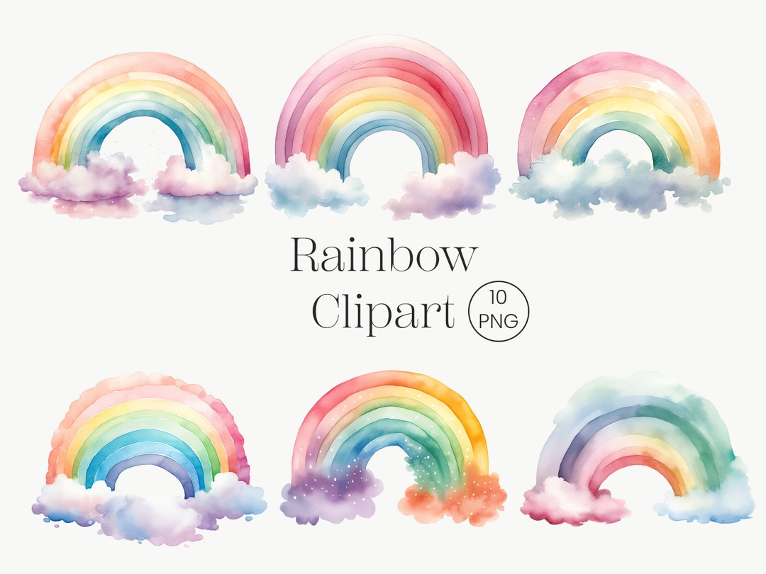 Watercolor Rainbow Clipart 10 PNG Nursery Rainbow Various Rainbow ...