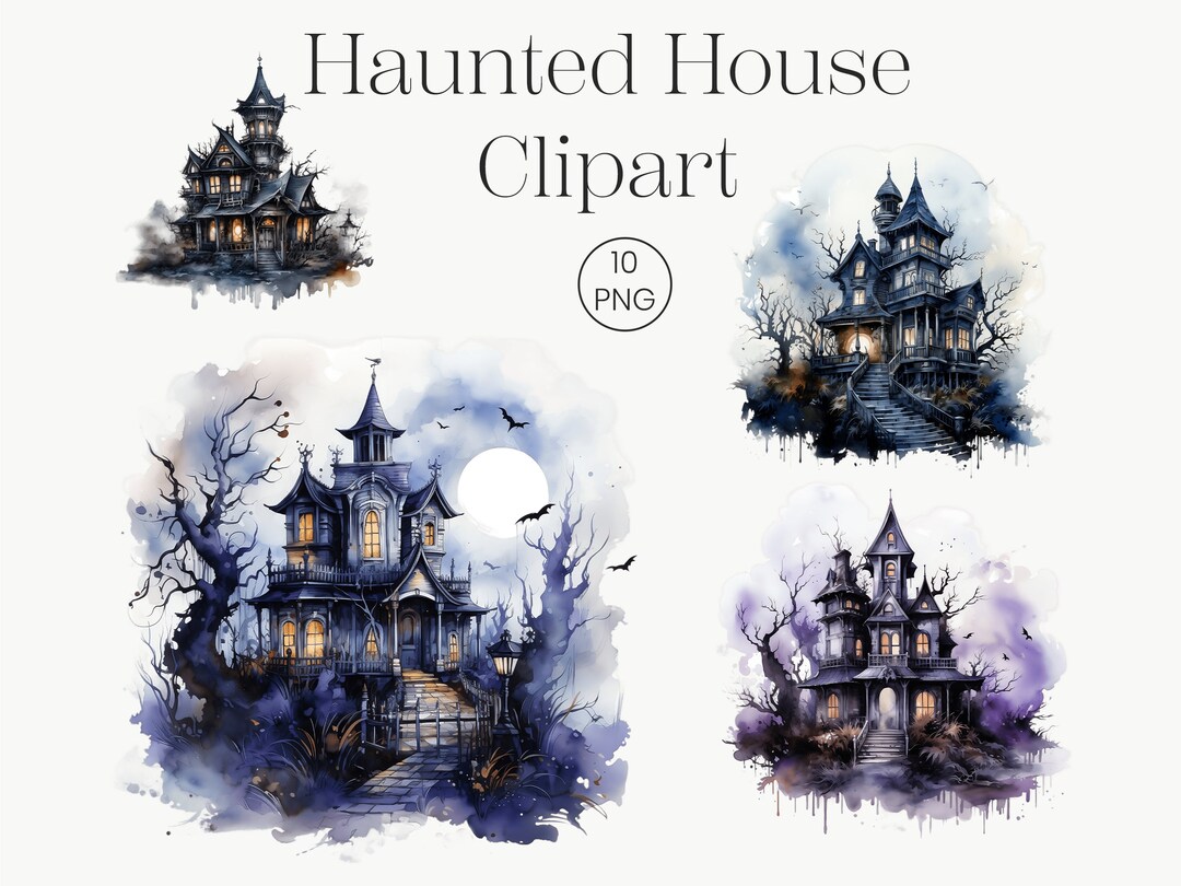 Haunted House Clipart| 10 High Quality Transparent PNG | Watercolor ...