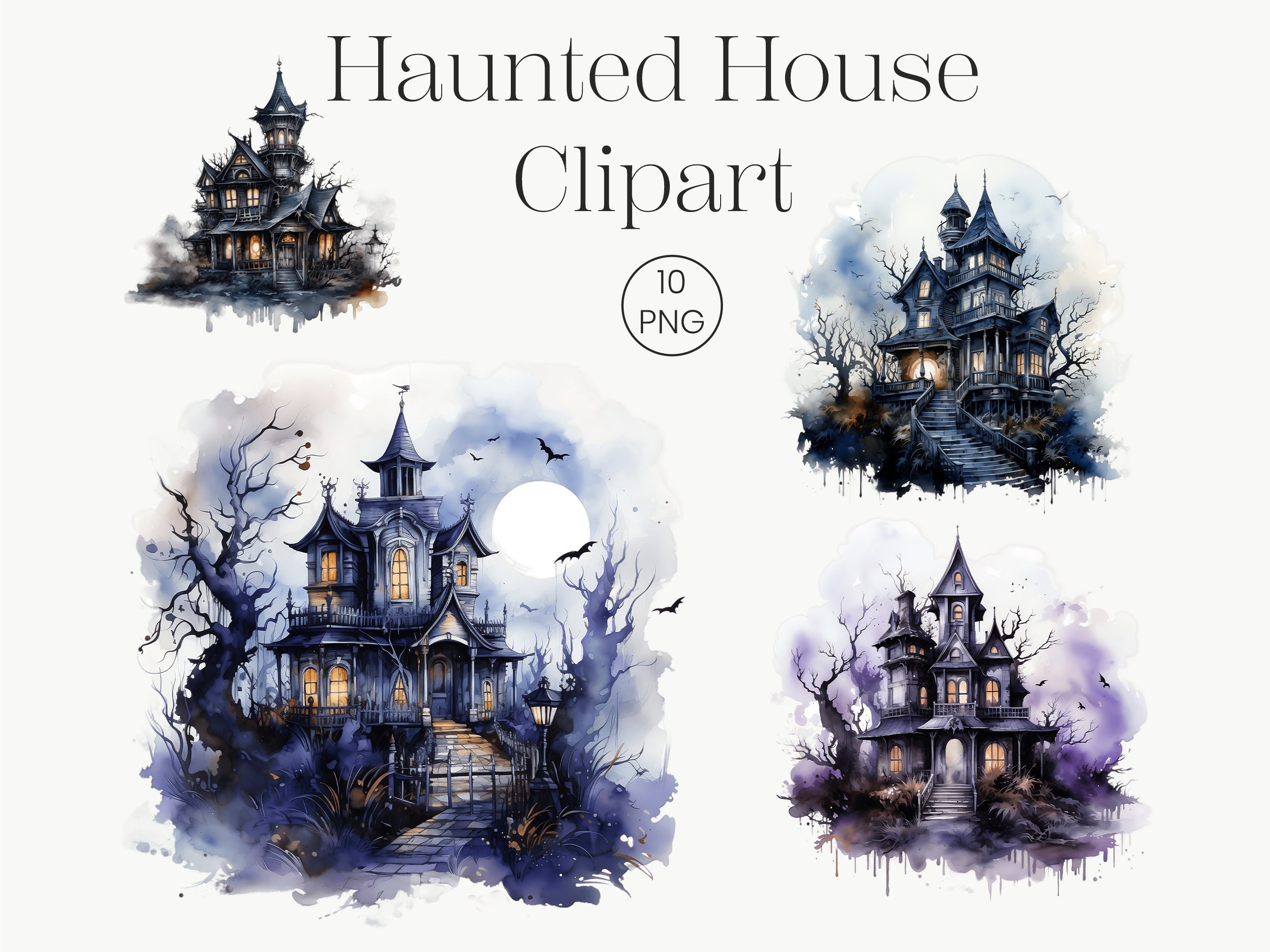 Haunted House Clipart 10 High Quality Transparent PNG Watercolor ...