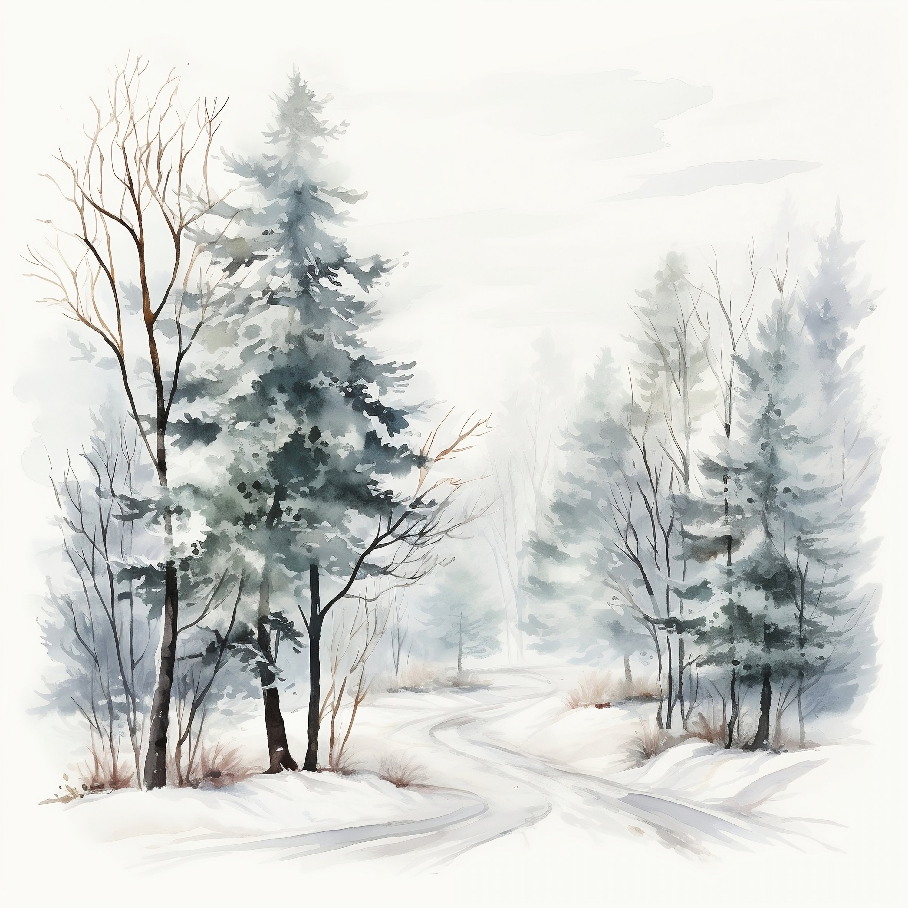 Watercolor Winter Forest Clipart 10 JPG Wood Clip Art Winter Forest ...