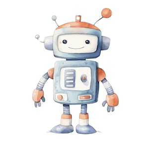 Watercolor Robots Clipart | 10 JPG | Cute Robots Clip Art, Boys Clipart ...
