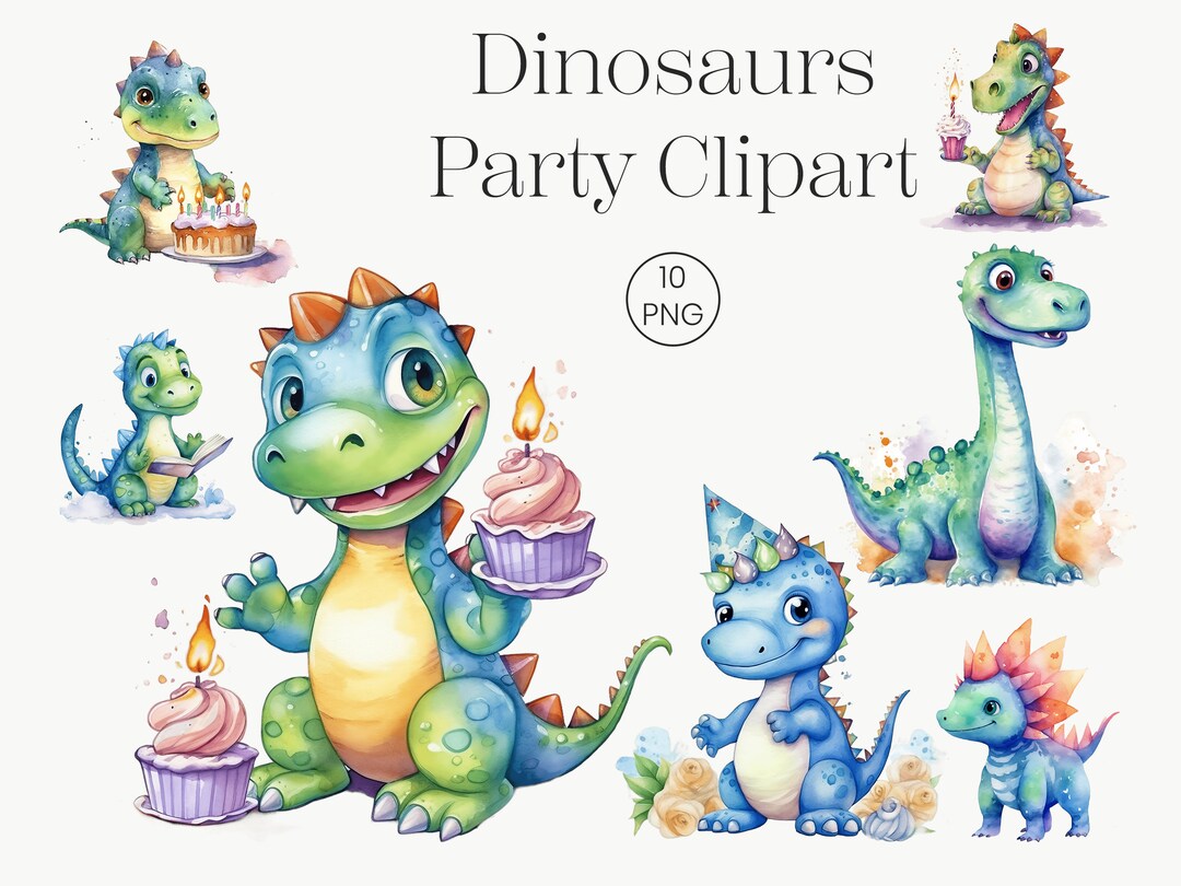 Watercolor Dinosaur Clipart | Baby Shower PNG (digital Download) - Etsy UK