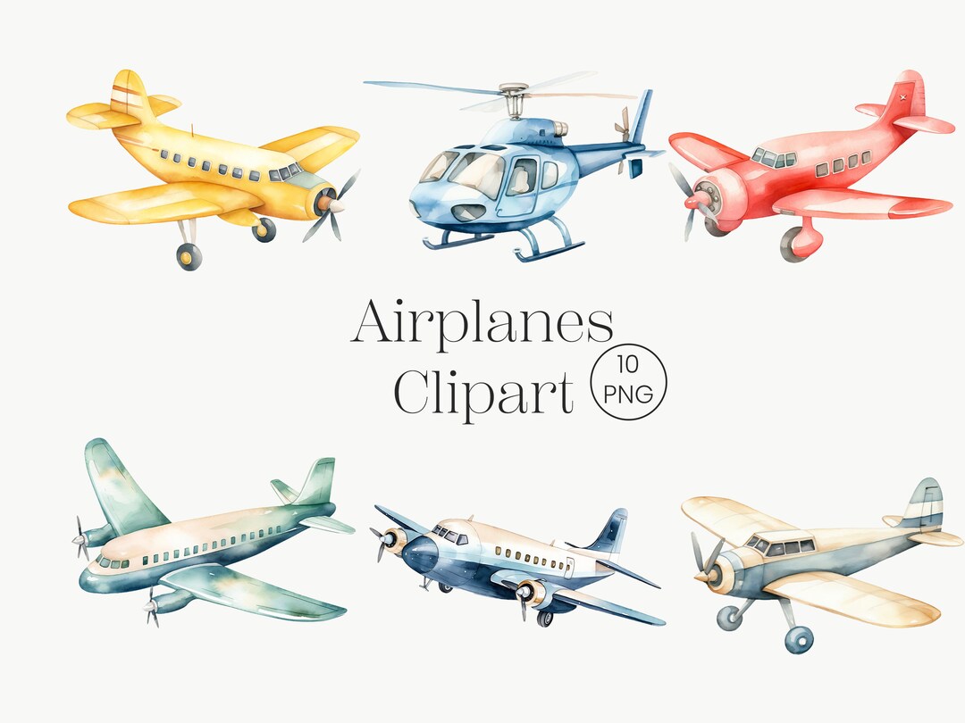 Airplane Clipart | 10 PNG | Watercolor Aviation Clipart Watercolor ...