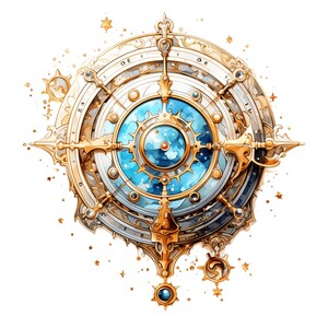 Watercolor Astrolabes Clipart 10 JPG Magical Fantasy Celestial JPG ...