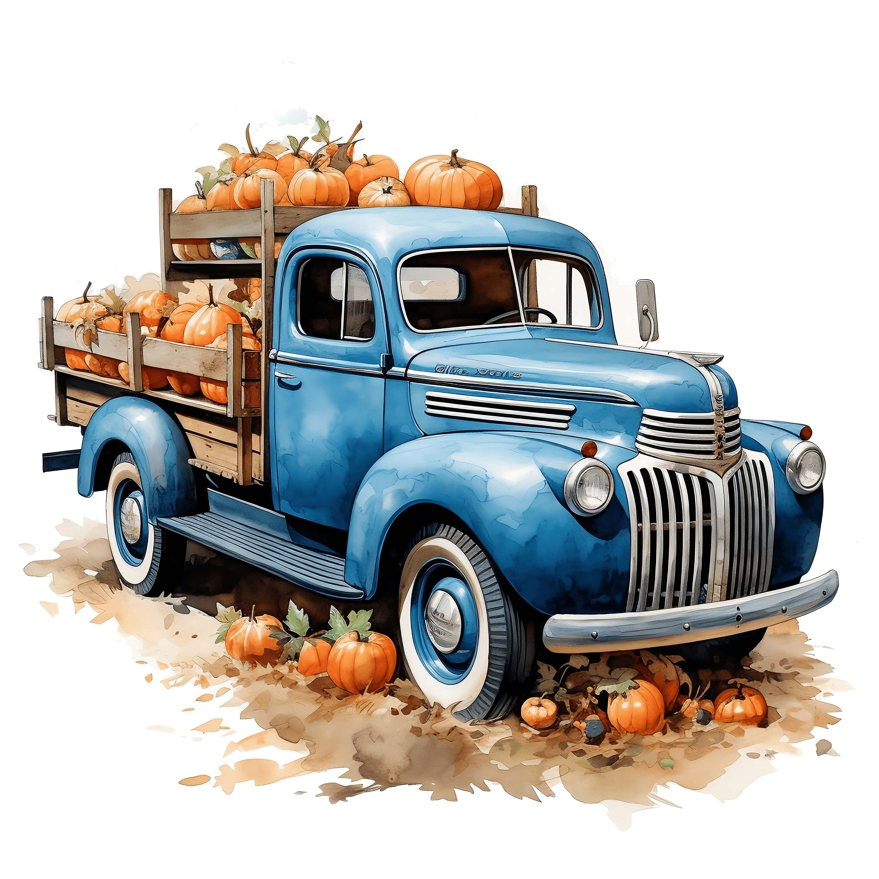 Truck With Pumpkins Clipart 10 High Quality JPG Fall - Etsy