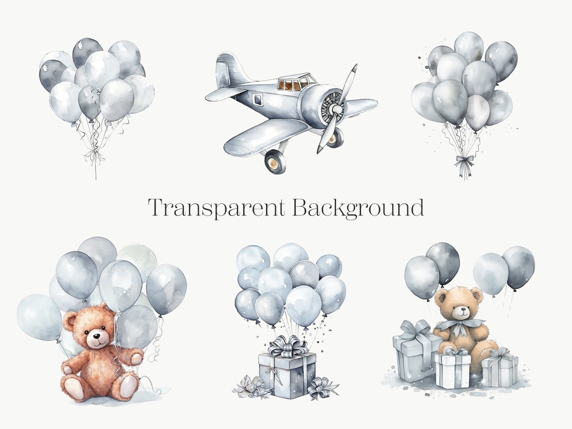 Watercolor Grey Teddy Bear 10 Clipart Light Grey Gift Decor - Etsy