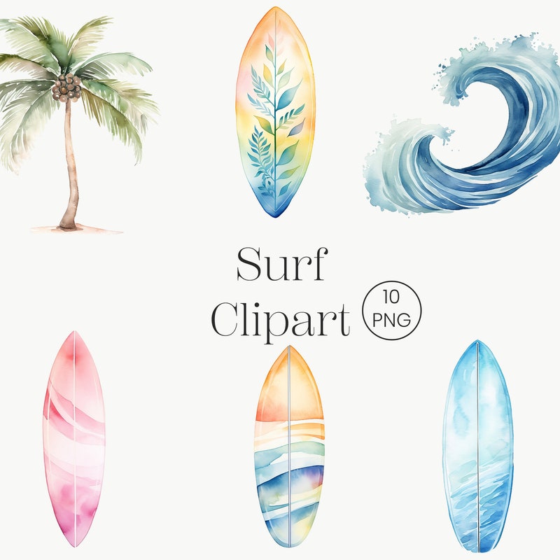 Palm Tree & Surfboard Printed Art - Etsy