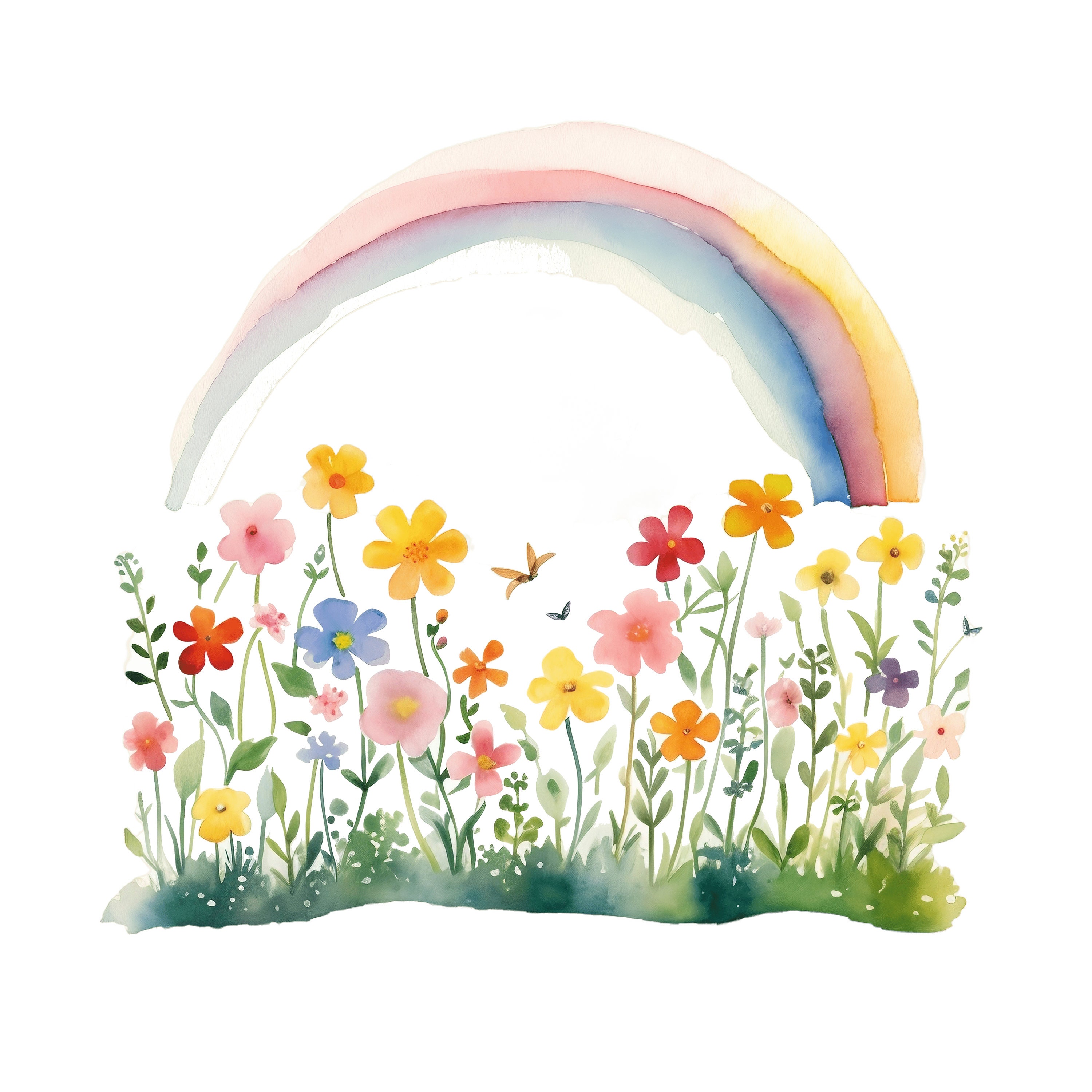 Watercolor Rainbow Clipart: Floral Nursery Art (digital Download) - Etsy