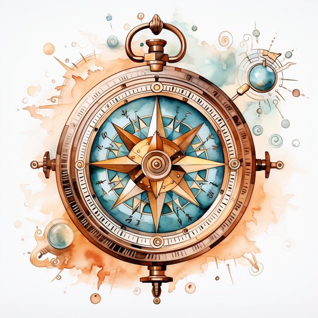 Steampunk Compass Clipart 10 Retro Vintage Compass Victorian Nautical Art Retro