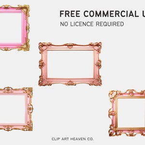 Pink Rococo Frames Clipart, 10 PNG Frames, Antique Baroque Vintage Clip ...