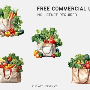 Watercolor Grocery Bag Clipart 10 PNG French Food, Vegetables ...