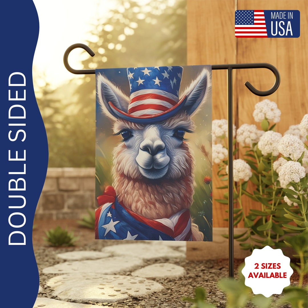 4th of July Alpaca Garden Flag, Outdoor Summer Garden Flag With ...