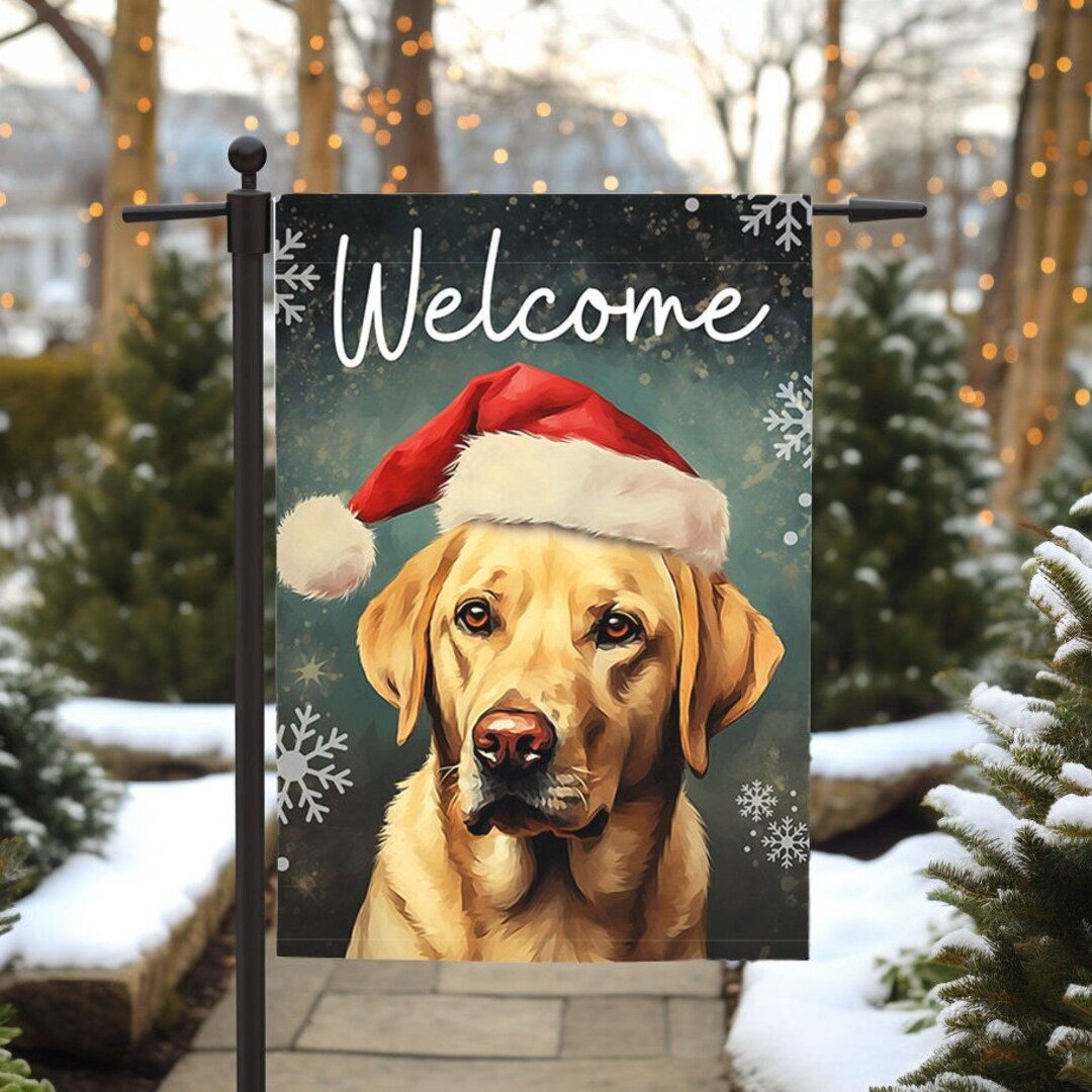 Yellow Lab Garden Flag, Outdoor Christmas Garden Flag With Lab, Holiday ...