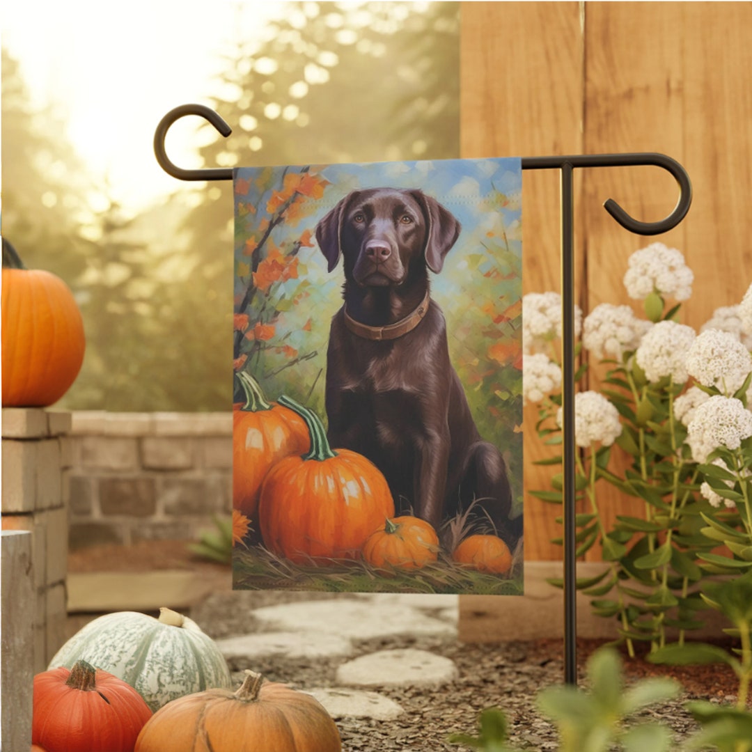 Chocolate Lab Fall Garden Flag, Outdoor Autumn Dog Flag With Lab ...