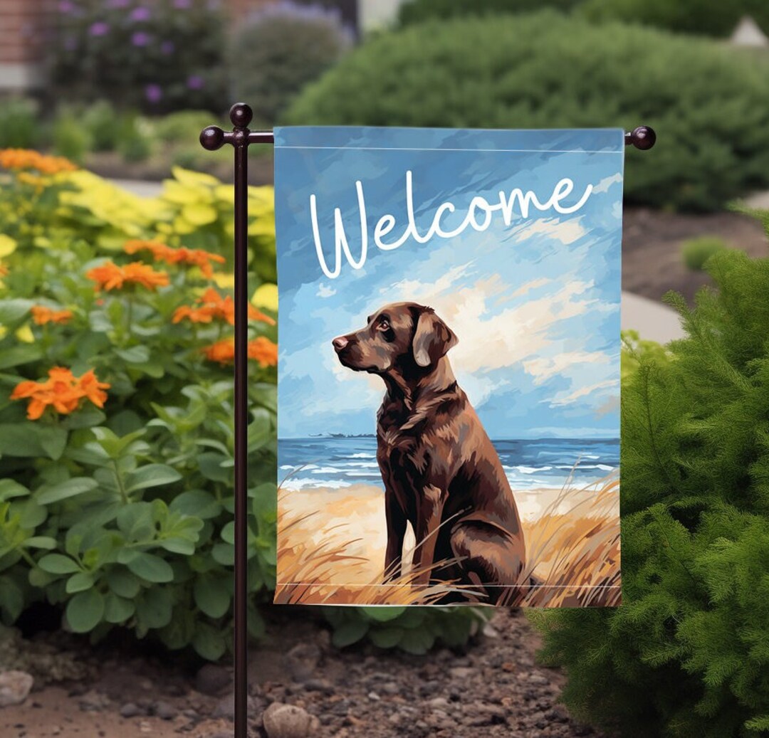 Chocolate Lab Beach Garden Flag, Outdoor Spring Garden Flag With ...