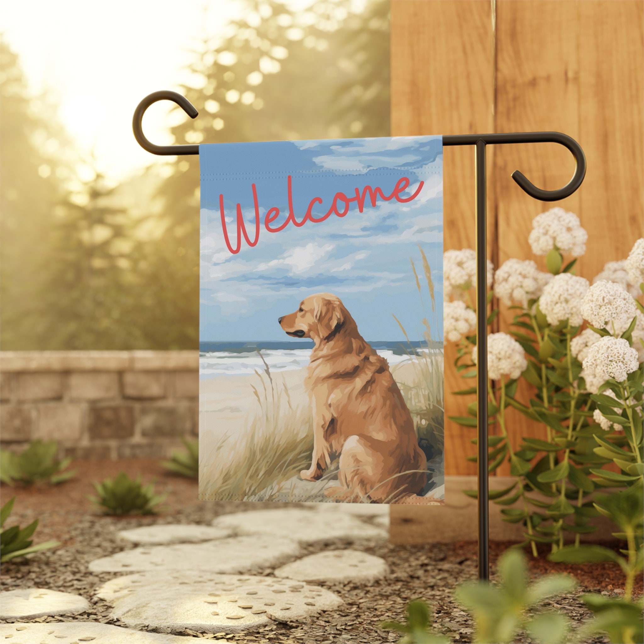 Golden Retriever Beach Garden Flag, Outdoor Spring Garden Flag With ...