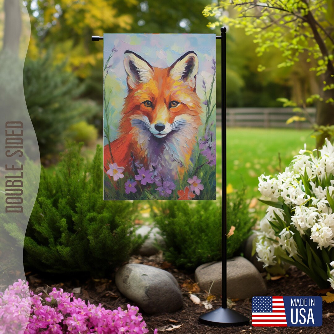 Beautiful Spring Fox Garden Flag, Spring Red Tailed Fox Easter Welcome ...