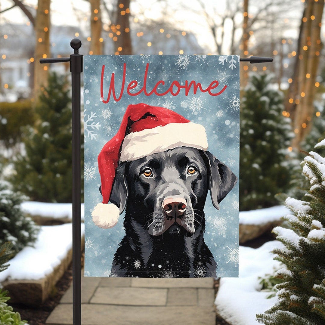 Black Lab Garden Flag, Outdoor Christmas Garden Flag With Lab Holiday ...