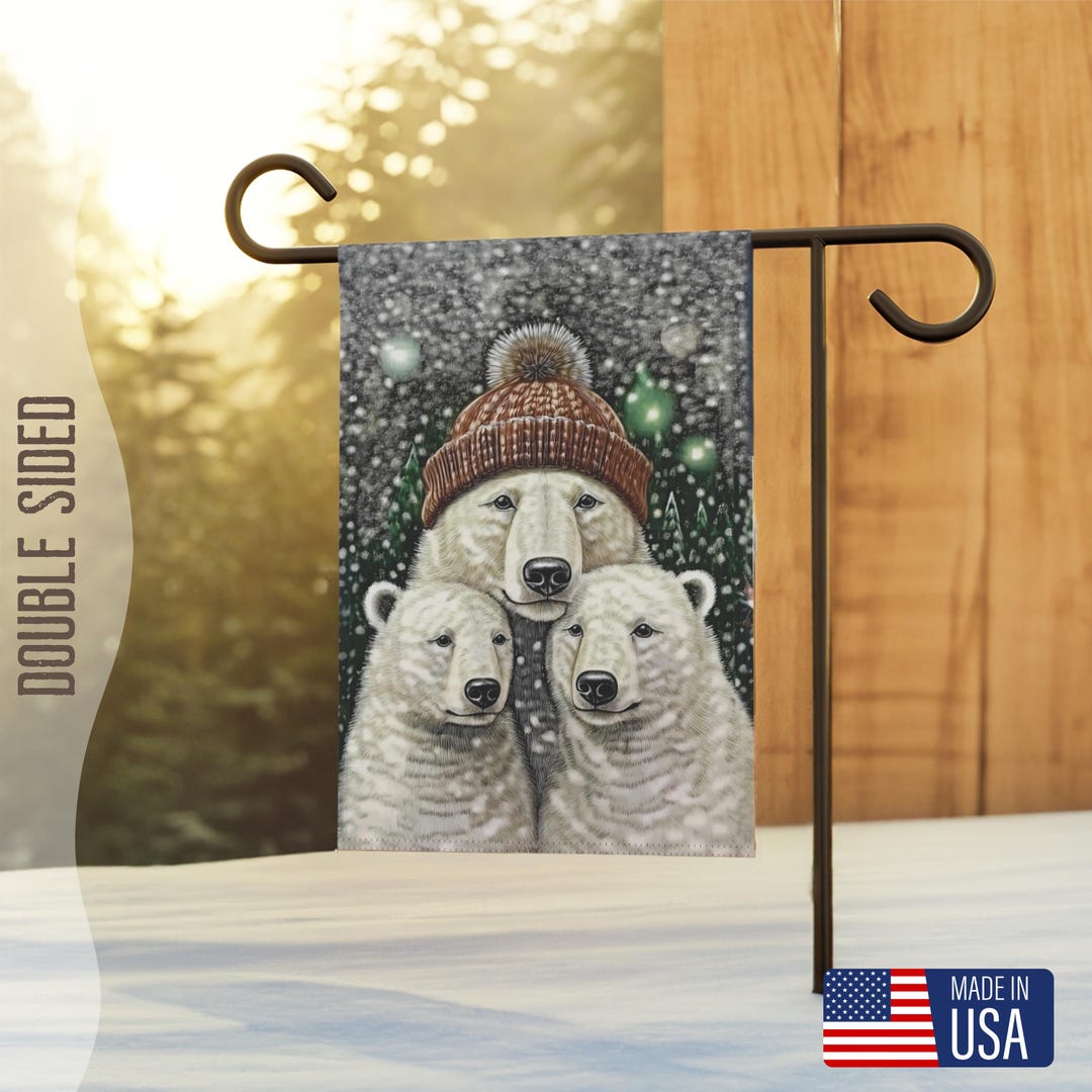 Garden Flag, Winter Polar Bear Outdoor Banner, Christmas Yard Decor ...