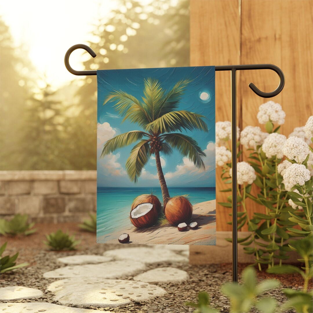 Coconut Tree Garden Flag, Porch Flag With Palm Tree, Tropical Garden ...
