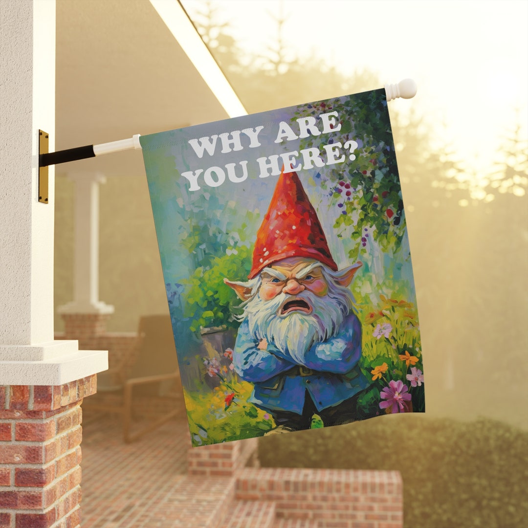 Go Away Garden Flag, Funny Garden Flag, Unwelcome Sign, Garden Gnome ...