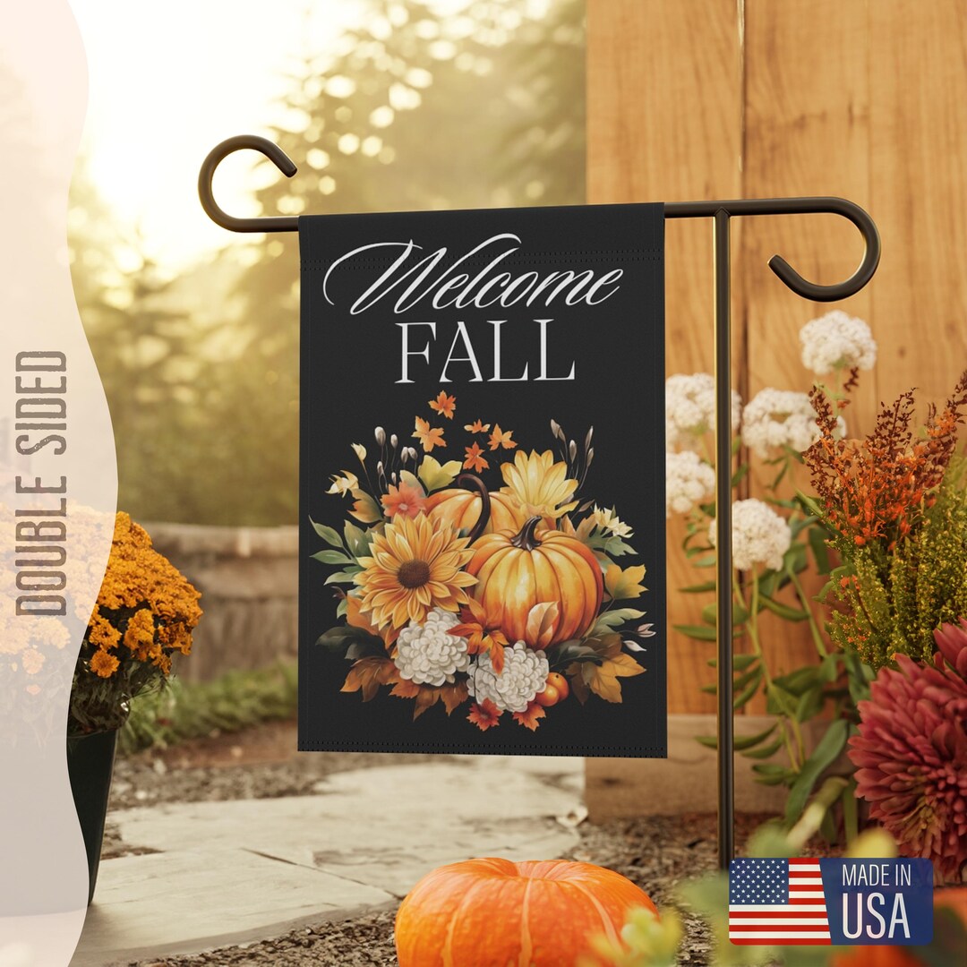 Welcome Fall Floral Pumpkin Garden Flag, Decorative Fall Flag, Autumn ...