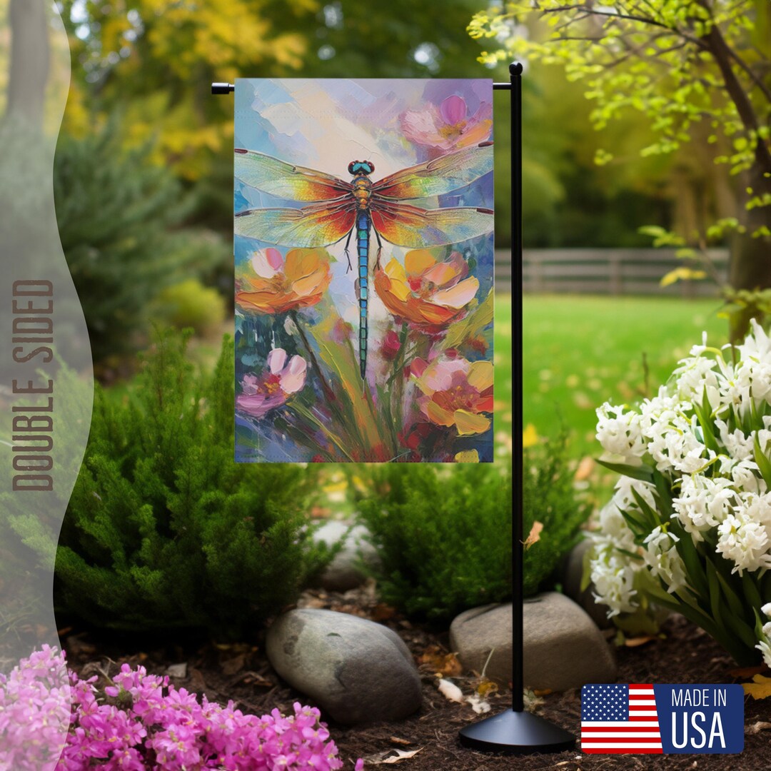 Beautiful Spring Dragon Fly Garden Flag, Summer Dragonfly Welcome Flag ...
