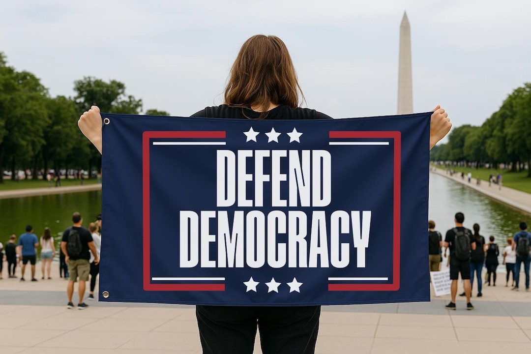 Defend Democracy Double Sided Protest Flag, Activism Political Banner ...