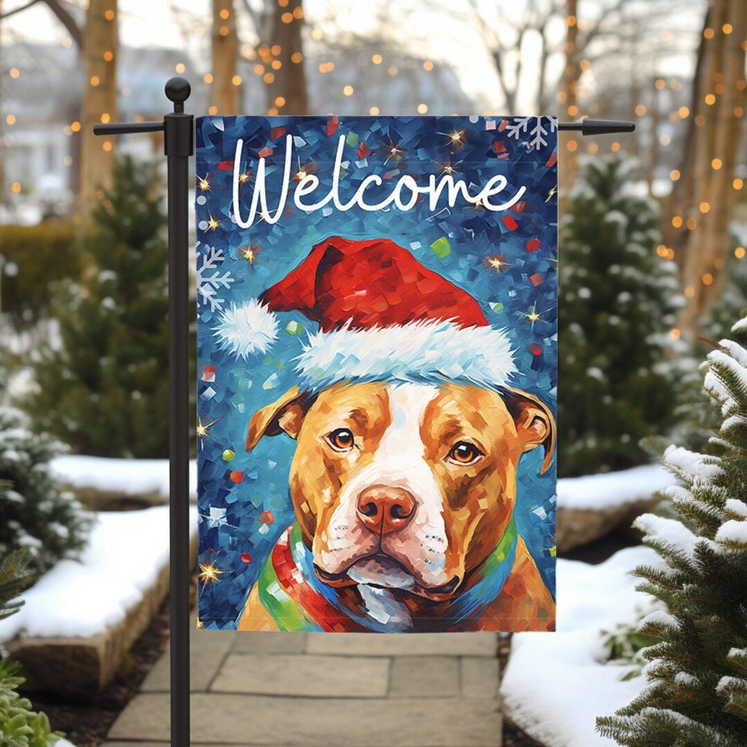 Pitbull Garden Flag, Outdoor Christmas Garden Flag With Pitbull ...